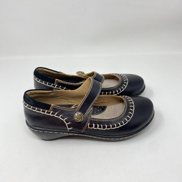 Spring Step | Shoes | Spring Step Mary Jane Black Leather Wedge Heeled ...